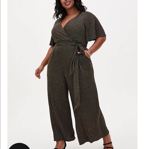 torrid | Pants & Jumpsuits | Torrid Faux Wrap Tie Black Gold Pinstripe ...